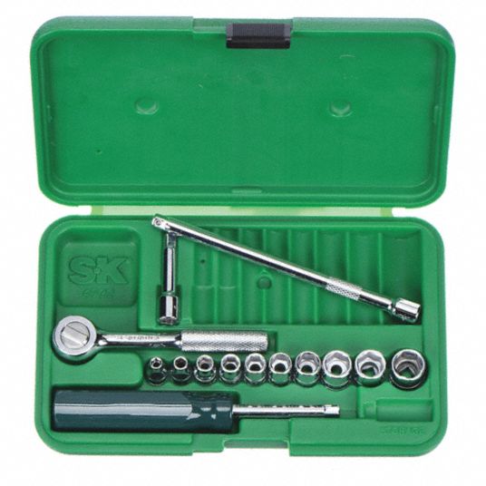 SK PROFESSIONAL TOOLS, 1/4 in Drive, 14 Piece, Socket Wrench Set ...