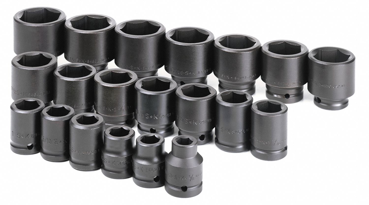 Impact Socket Set, Black Oxide, 3/4 in, Impact Rated No - Grainger