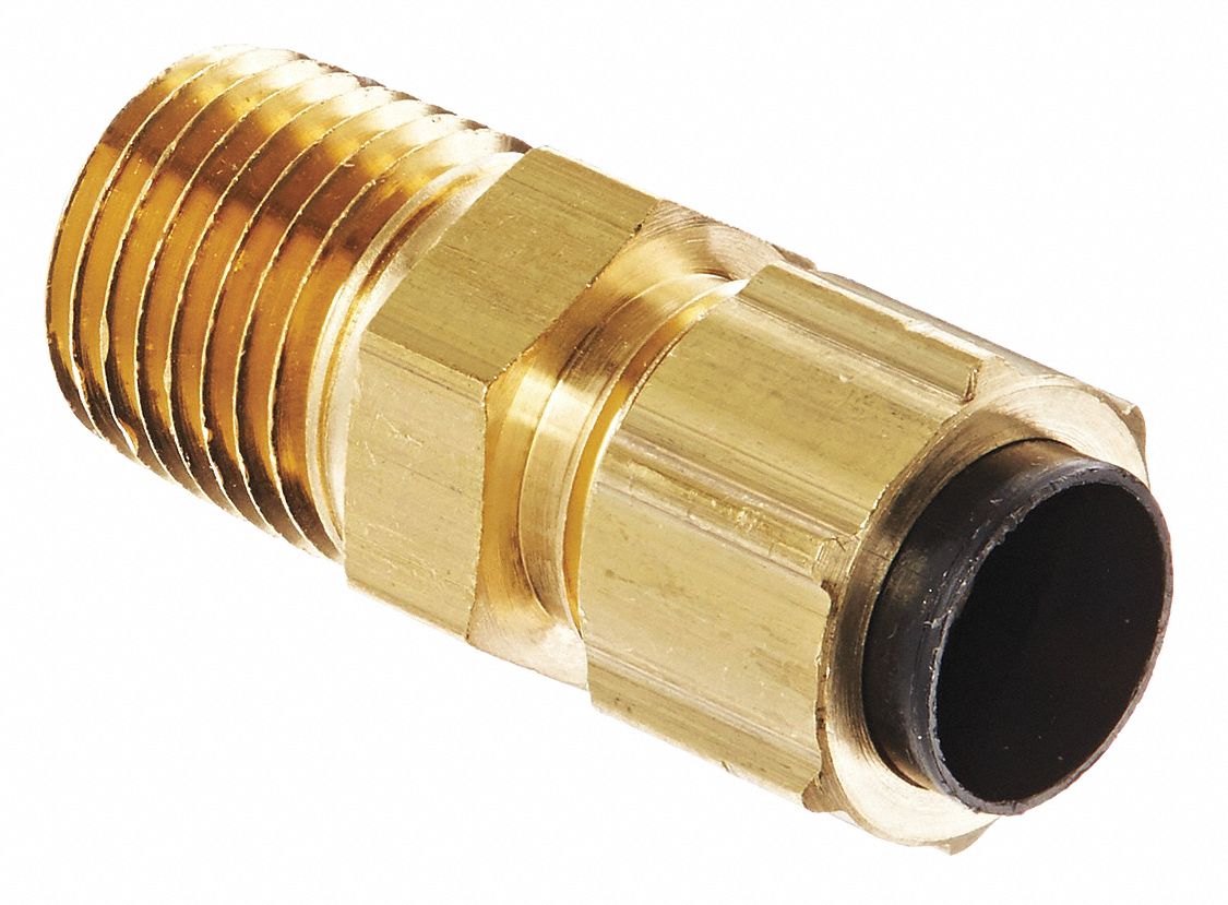 WEATHERHEAD, 3/8 in OD x 1/4 in Pipe Fitting Size, Compression x MNPT ...