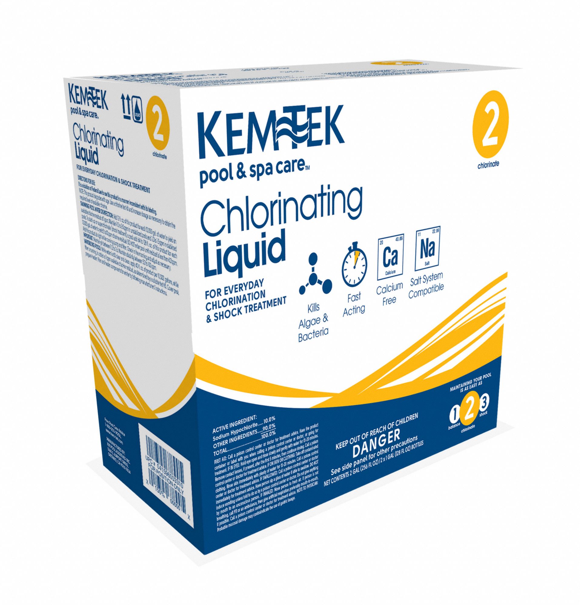 KEM TEK Liquid Chlorine: Liquid, Jug, 1 gal, 72 PK - 20KR64|26009047371 ...