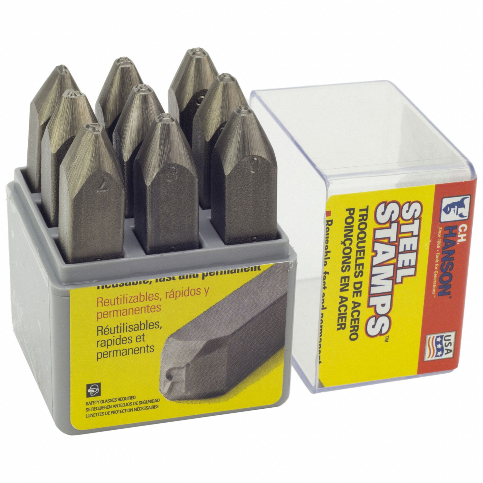 C.H. HANSON, 0 to 8 (With 6 Serving as 9), 3/8 in Character Ht, Steel ...