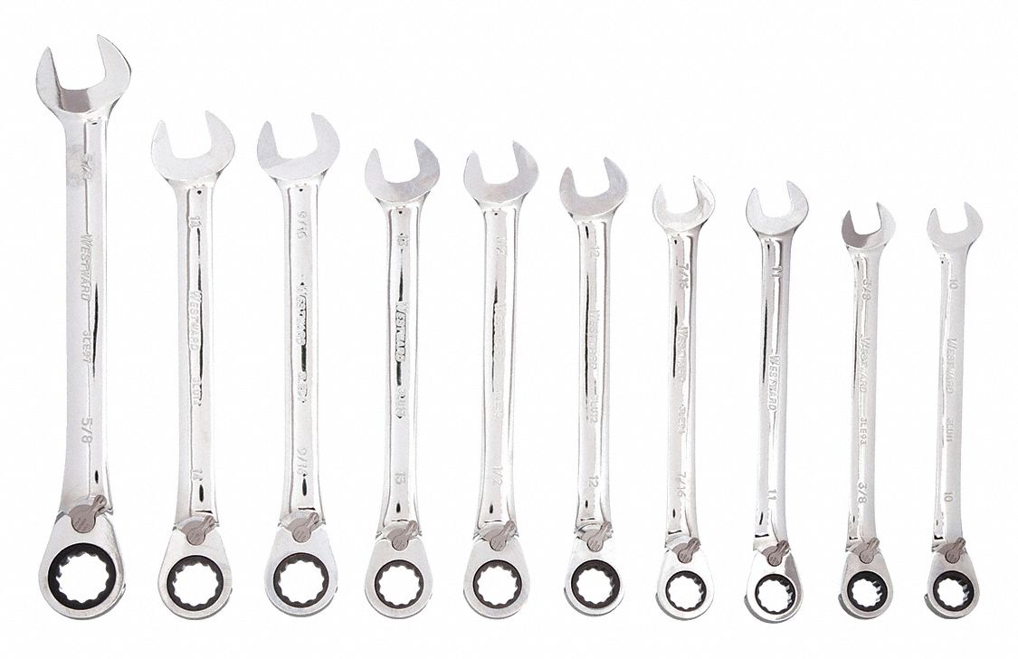 WESTWARD Juego de Llaves Combinadas, SAE, Métrico, Núm. de Puntos 12, Reversible, Número de ...