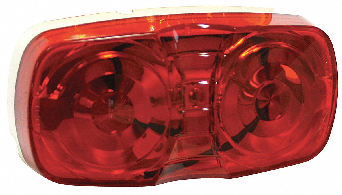Red Dual Bulb Light, P2, Permanent, Oval - Grainger
