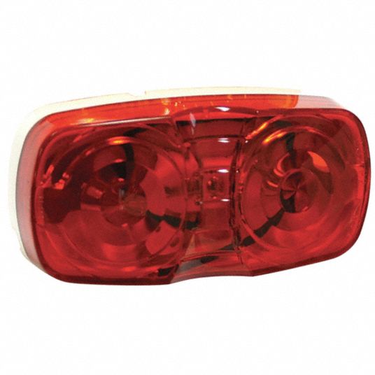 Red Dual Bulb Light, P2, Permanent, Oval - Grainger