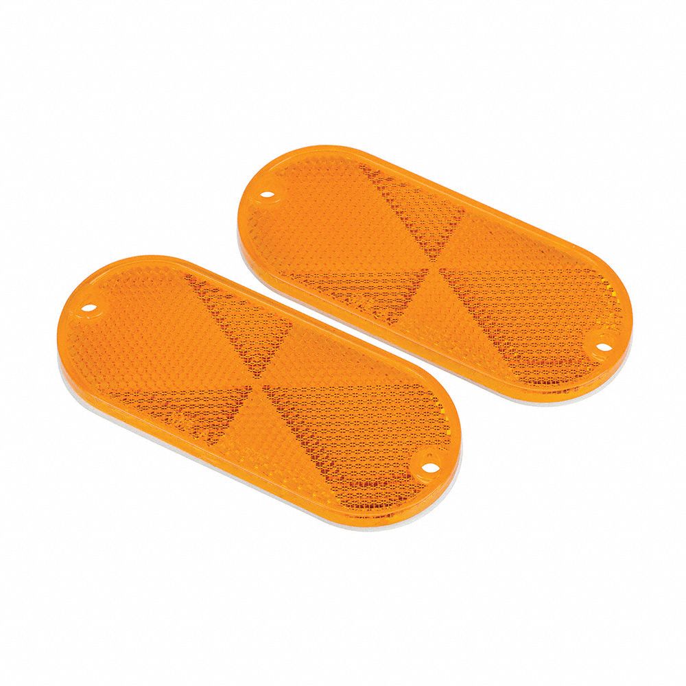 REESE Reflector: Oval, Amber, 4 3/8 in Overall Lg, 1 7/8 in Overall Wd ...
