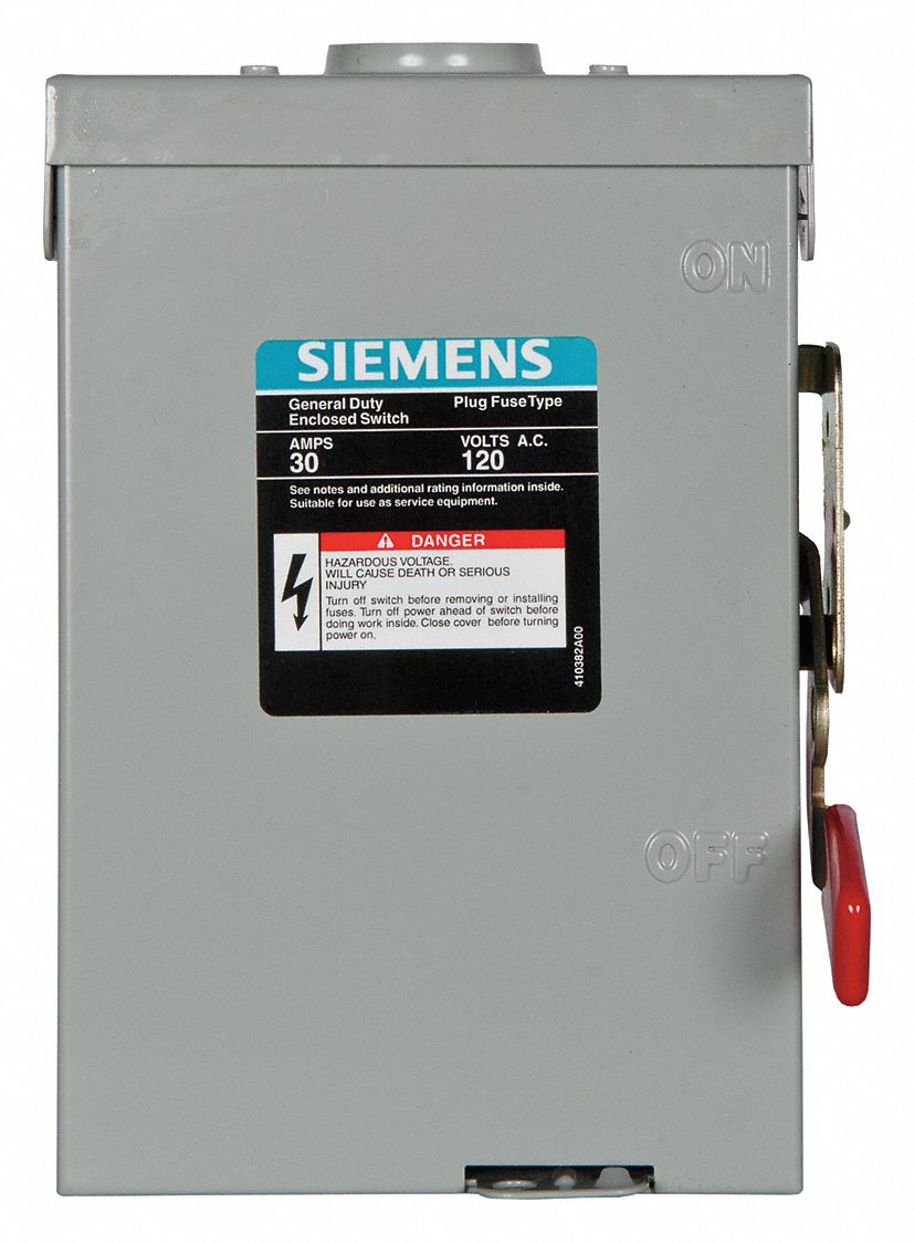 SIEMENS, Fusible, 30 A, Safety Switch - 20RC76|LF111NR - Grainger