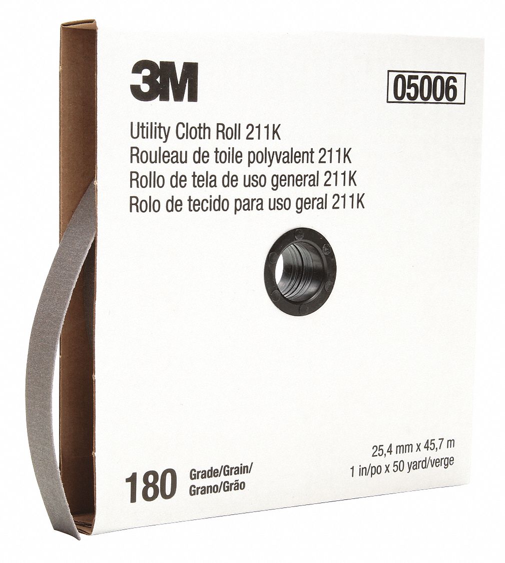 Very Fine Aluminum Oxide Utility Cloth Roll W, 180 Grit - Grainger