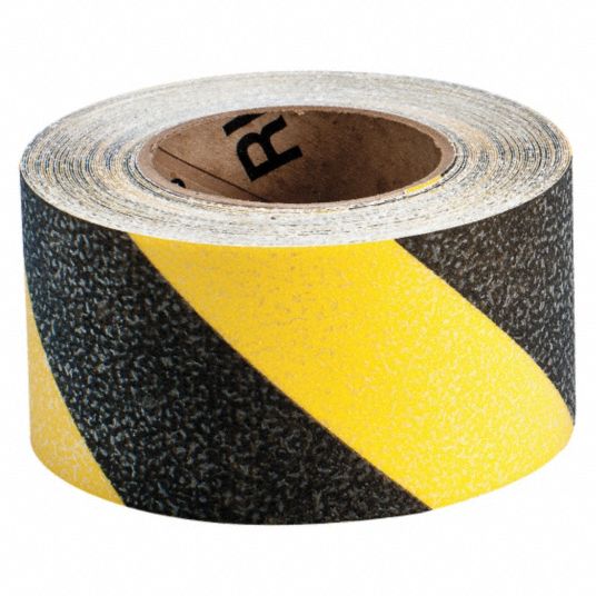Hazard Marking Tape, Striped, Black/Yellow, Grit Size Proprietary ...