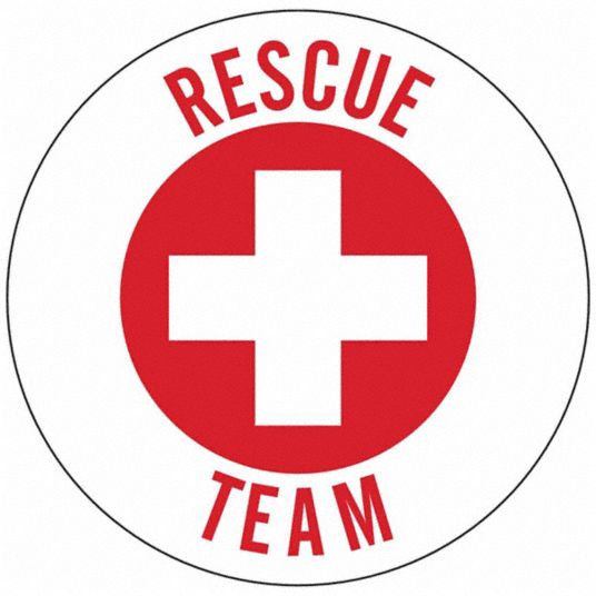 Rescue Team, 2 in Dia, Hard Hat Label - 20RY90|49566 - Grainger
