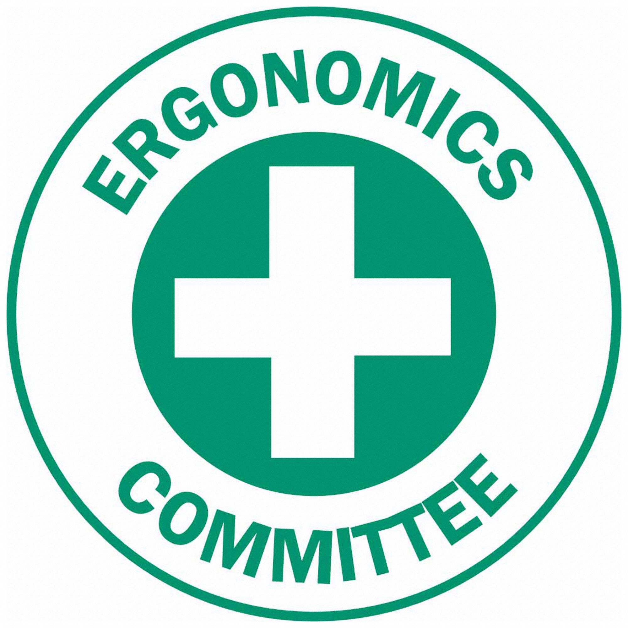 Ergonomics Committee, 2 in Dia, Hard Hat Label - 20RY98|49579 - Grainger
