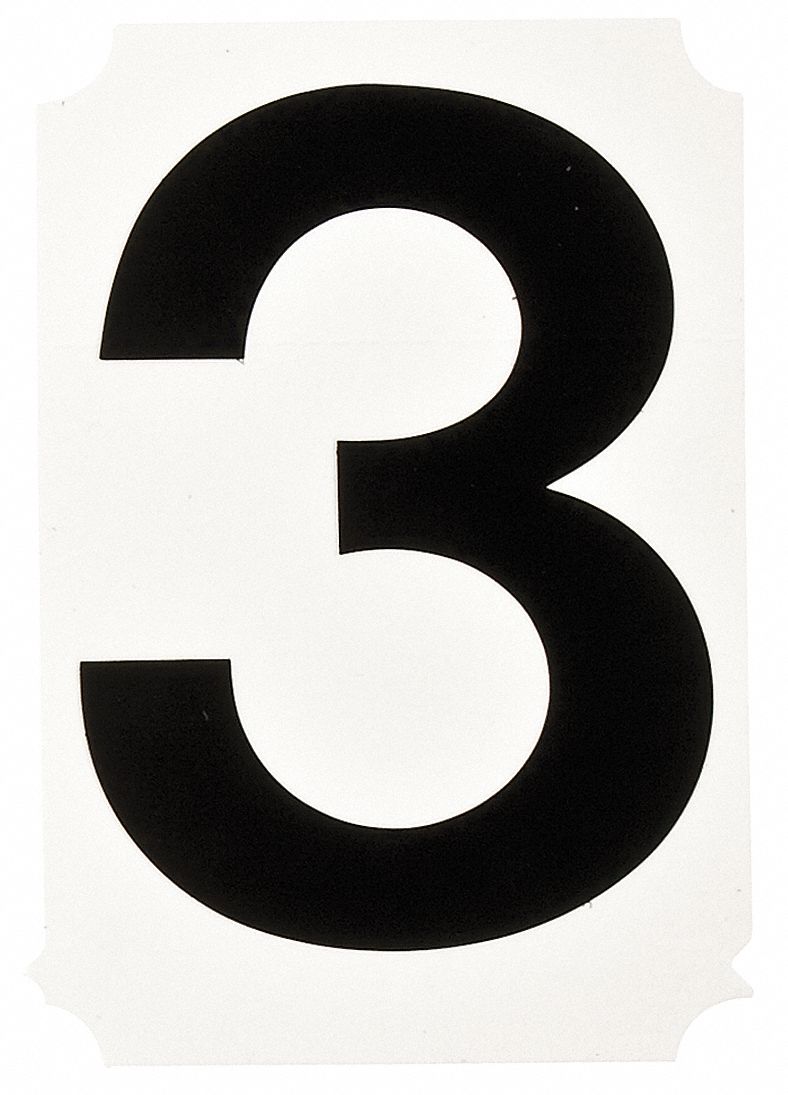 3 in Character Ht, Indoor/Outdoor, Number Label - 20TD17|8215-3 - Grainger