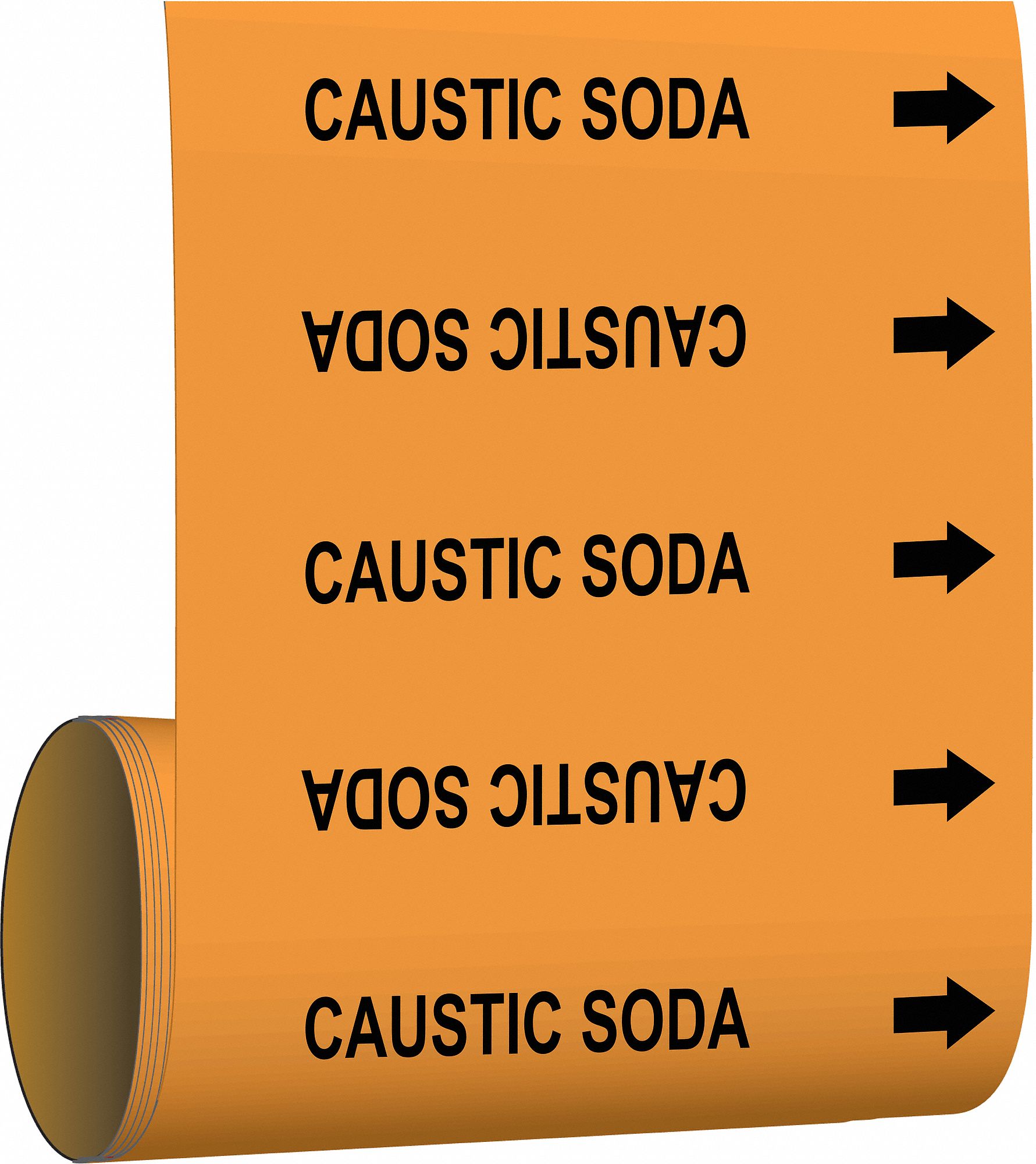 Caustic Soda, Orange, Pipe Marker - 20TE24|108745 - Grainger