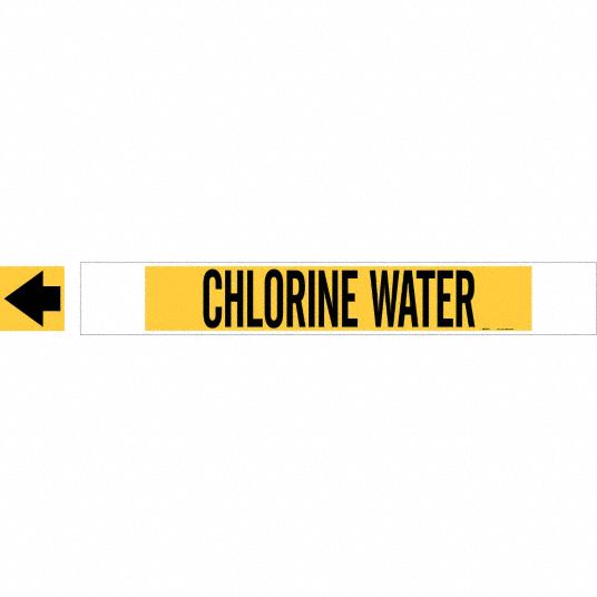 Chlorine Water, Yellow, Pipe Marker - 20TF02|5653-HPHV - Grainger