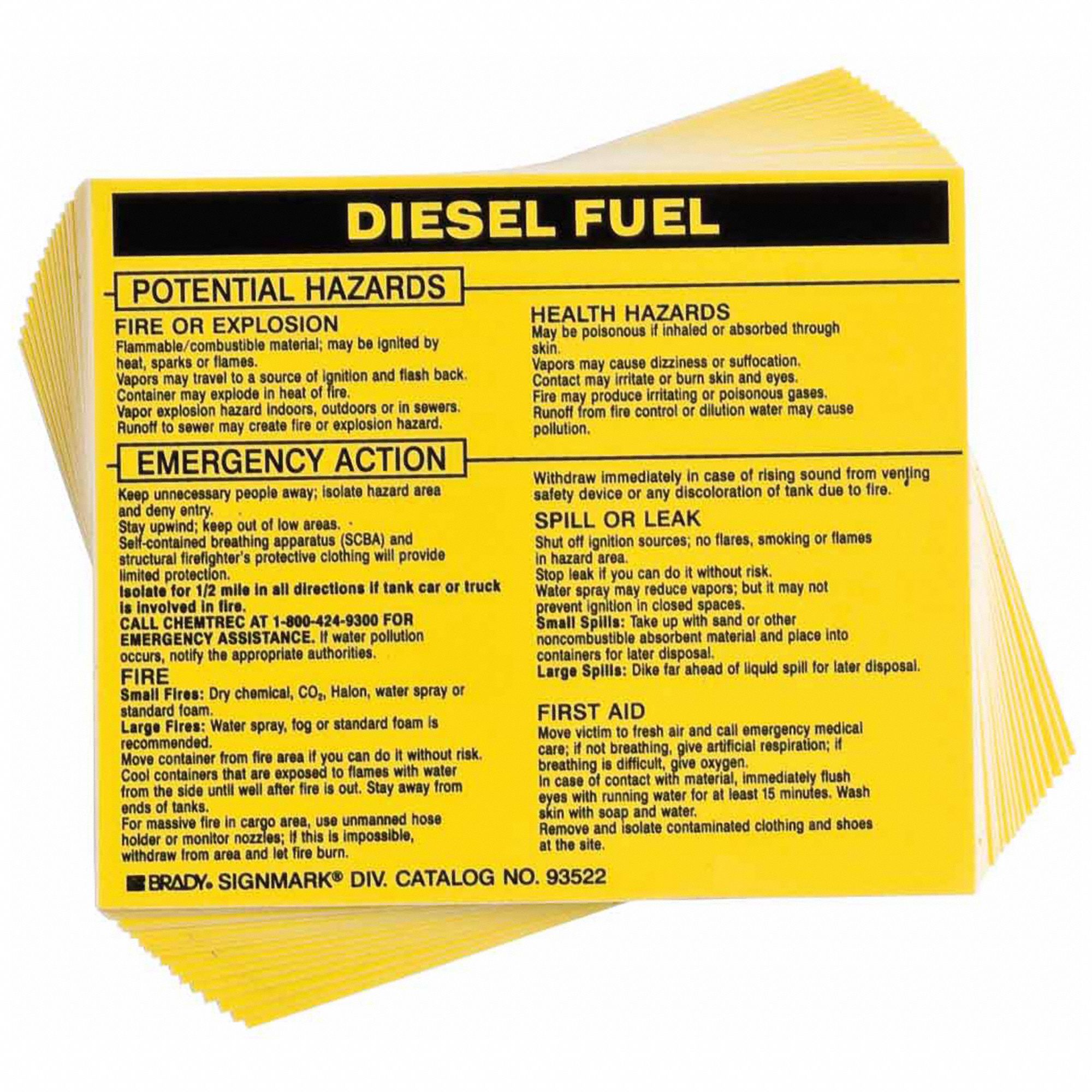 Diesel Fuel, 3 3/4 in Ht, NFPA Label - 20TH68|93522 - Grainger