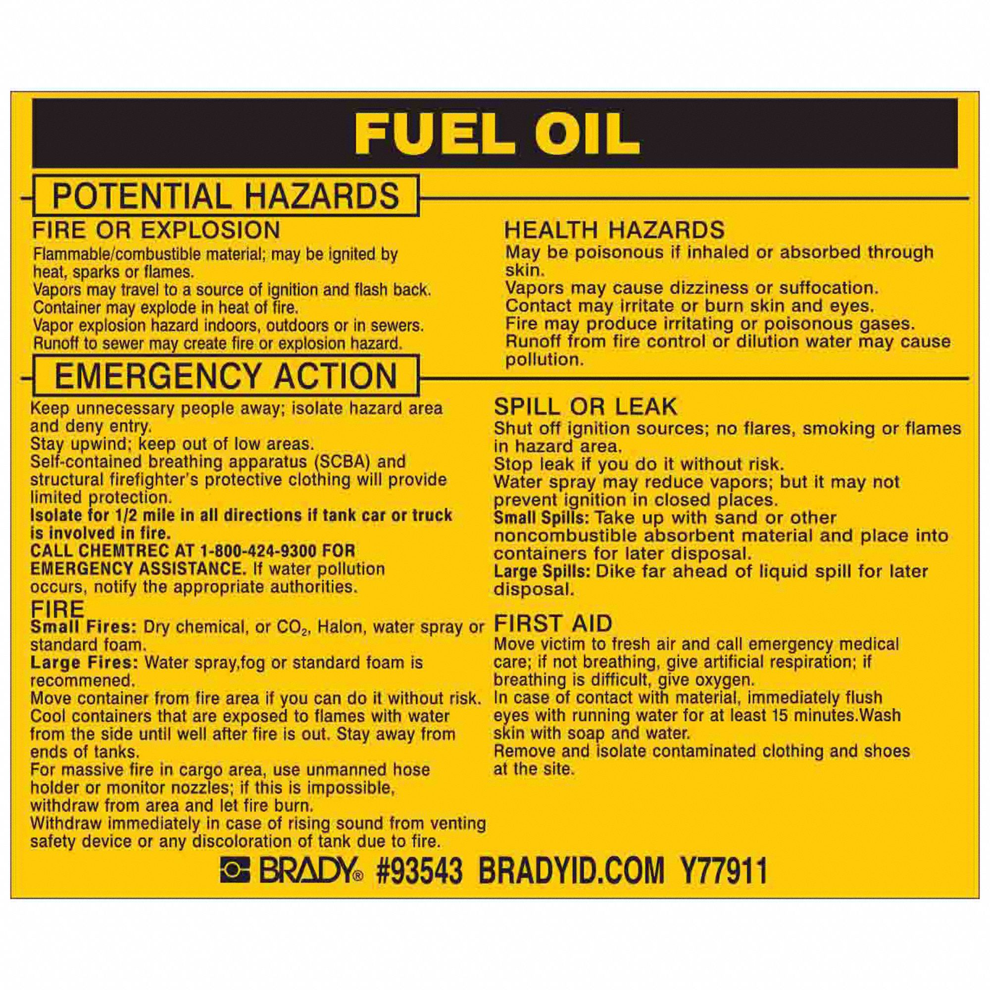 Fuel Oil, 3 1/2 in Ht, NFPA Label - 20TH75|93543 - Grainger