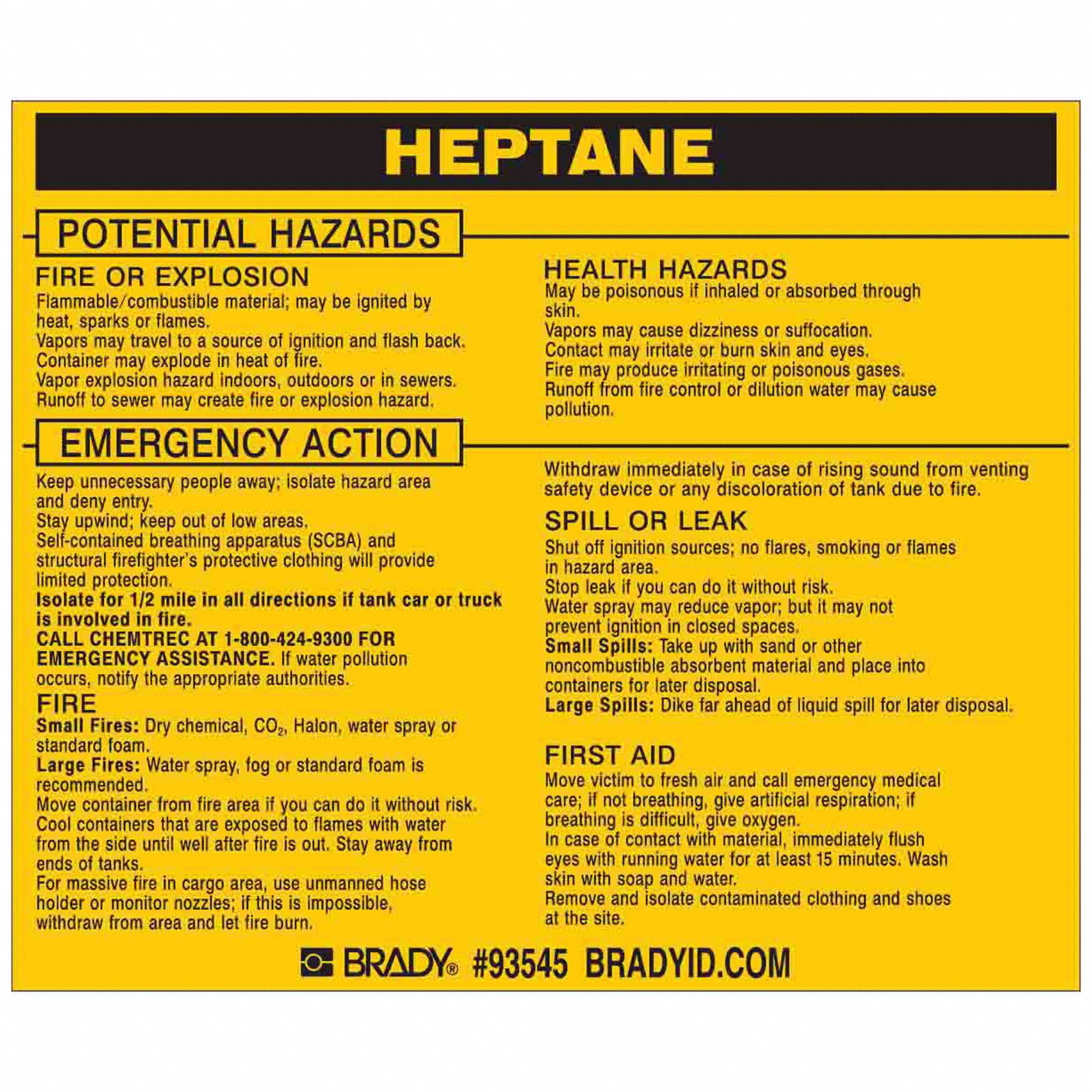 Heptane, 3 1/2 in Ht, Label - 20TH77|93545 - Grainger