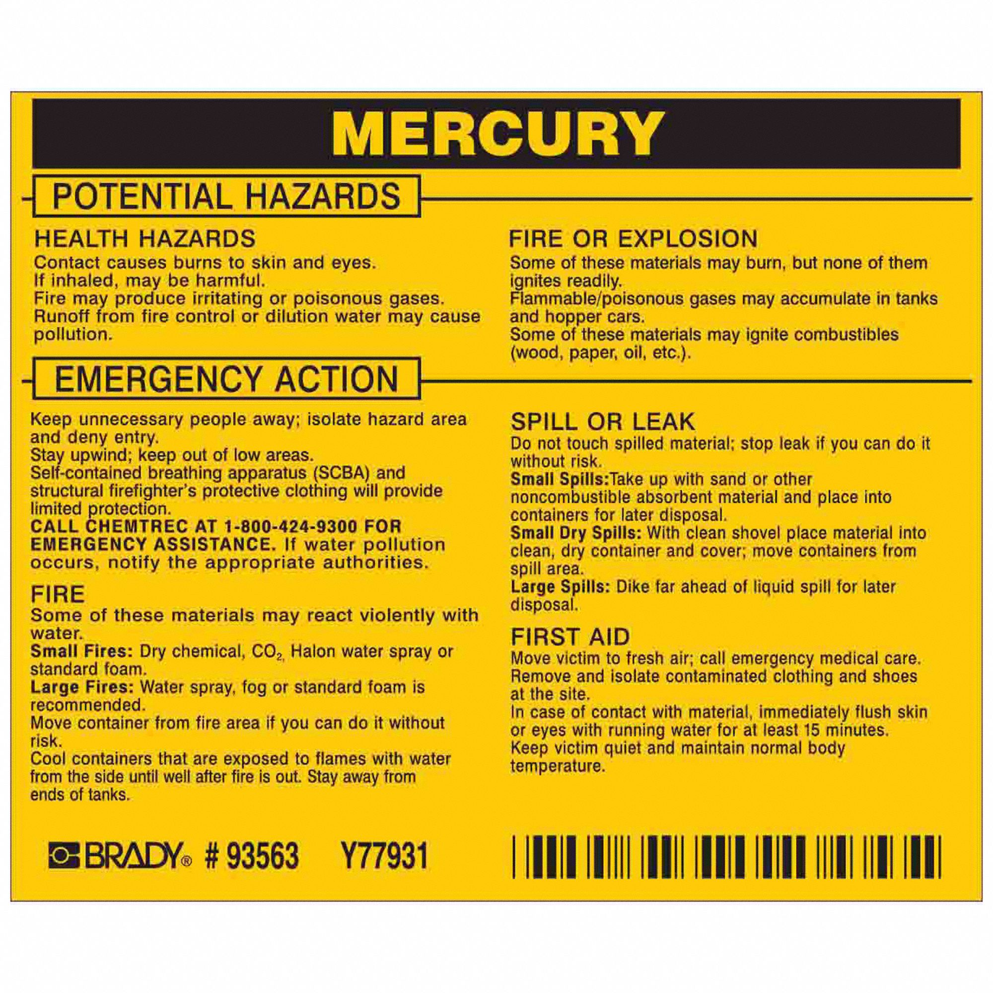 Mercury, 3 1/2 in Ht, Label - 20TH81|93563 - Grainger