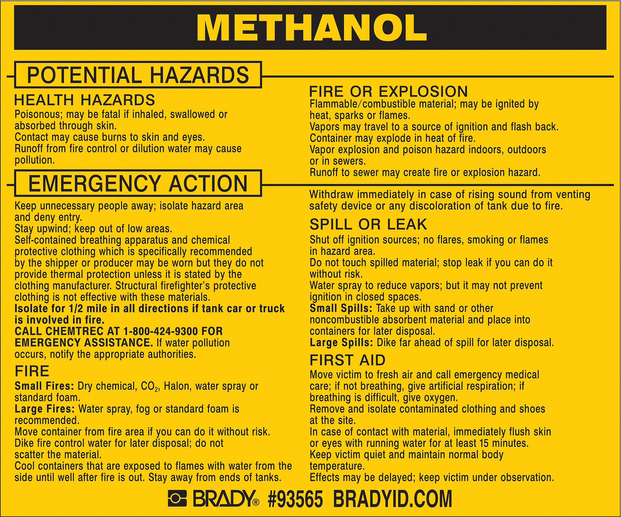 BRADY CHEMICAL LABEL,3-3/4INHX4-1/2INW,PK25 - Right-To-Understand ...