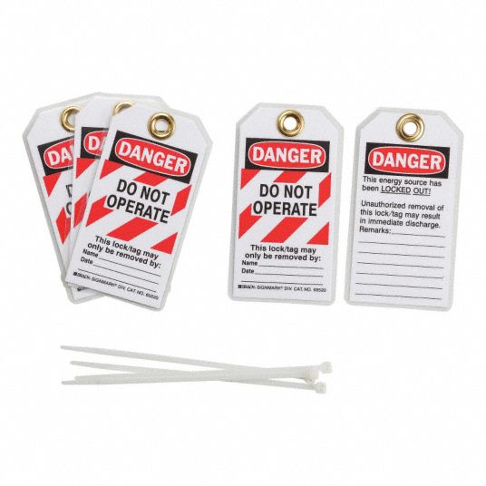 BRADY Danger Tag: Danger, Do Not Operate, Red/White Background, Black ...