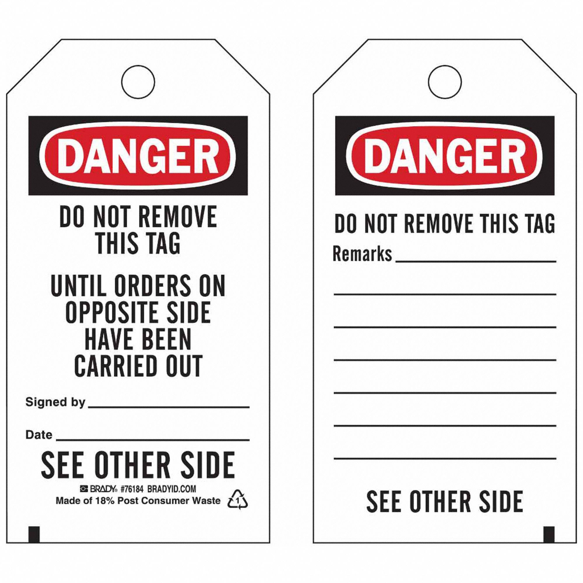 BRADY, Polyester, Rectangle, Tag - 20TJ25|76184 - Grainger