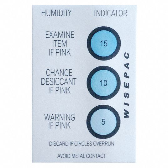 Humidity Indicator, Width 3 in, Length 2 1/64 in, PK 125 - Grainger