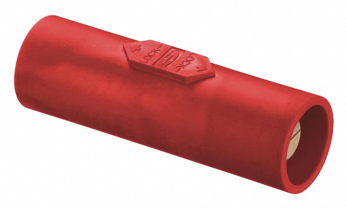 HUBBELL Double Connector: Male-Male, Red, Taper Nose Single Pole Device ...