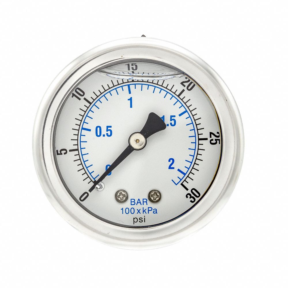 PIC GAUGES, 30 psi to 0 psi / Hg to 30 psi, 2 in Dial, Industrial Pressure Gauge - 20TV99|202L ...