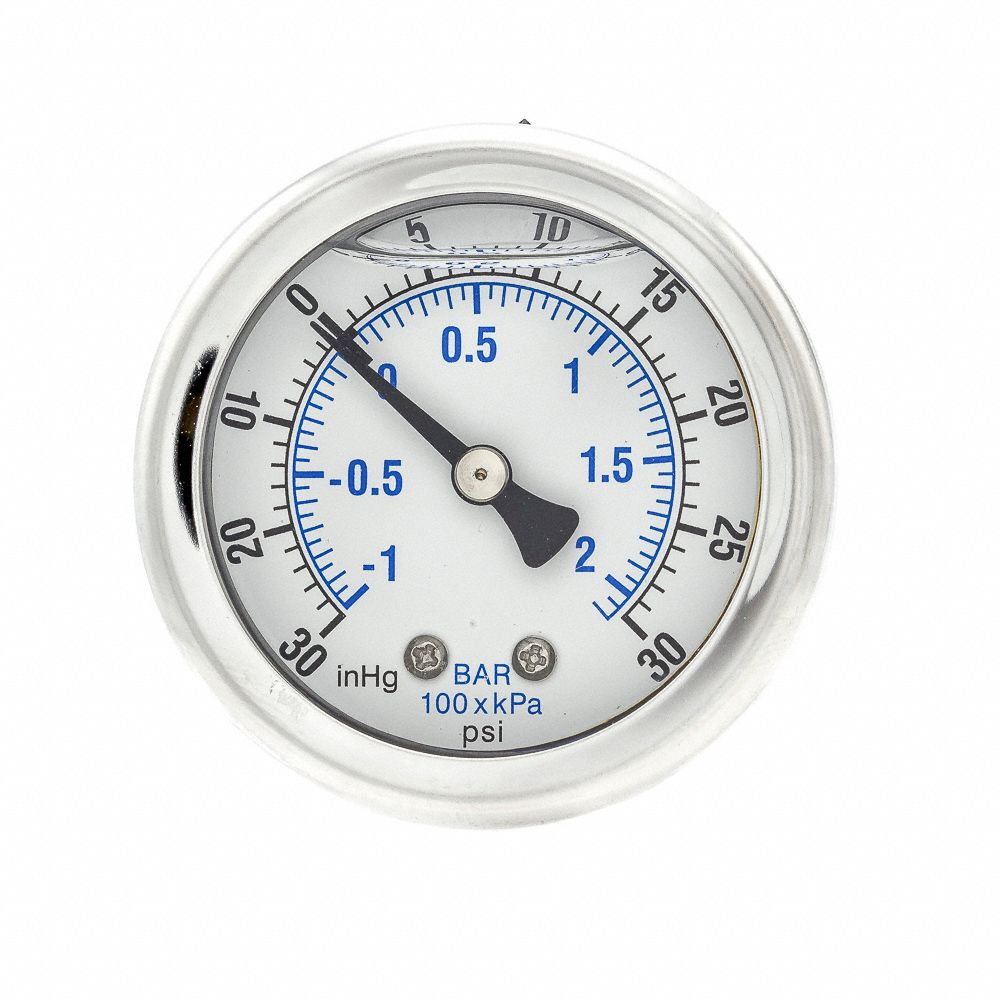 PIC GAUGES, 30 psi to 0 psi / Hg to 30 psi, 2 in Dial, Industrial Compound Gauge - 20TW01|202L ...