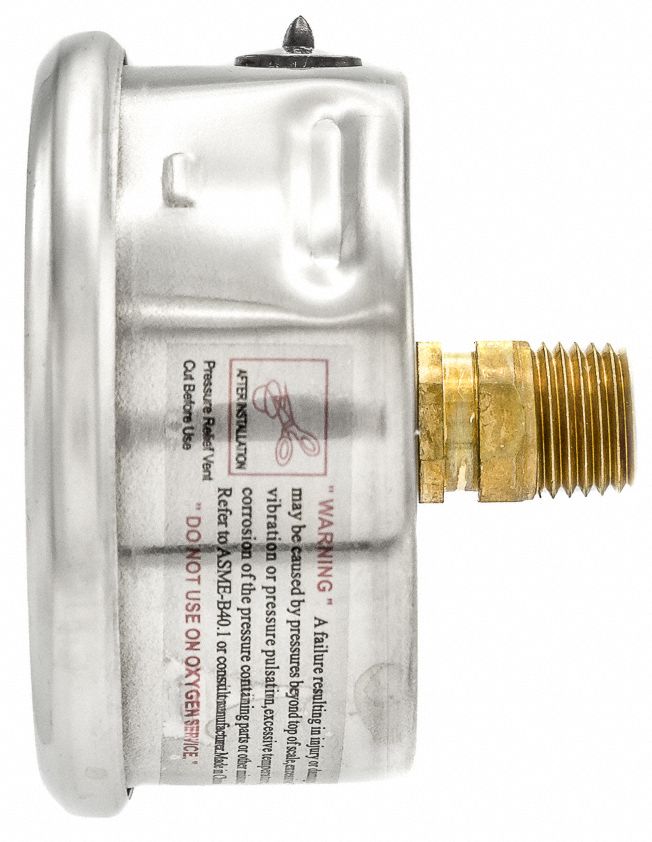 PIC GAUGES Industrial Compound Gauge: 30 to 0 to 60 in Hg/psi, 2 1/2 in Dial, Liquid-Filled ...