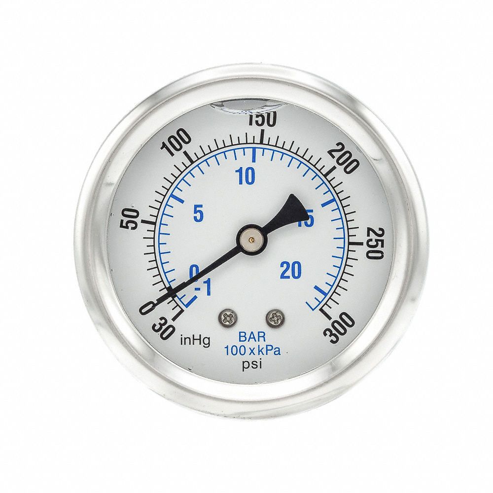 PIC GAUGES, 300 psi to 0 psi / Hg to 300 psi, 2 1/2 in Dial, Industrial Compound Gauge - 20TW34 ...