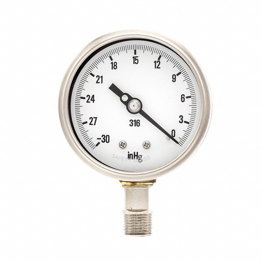 PIC GAUGES, 0 psi, 4 in Dial, Industrial Vacuum Gauge - 20TW86|PRO-311D ...