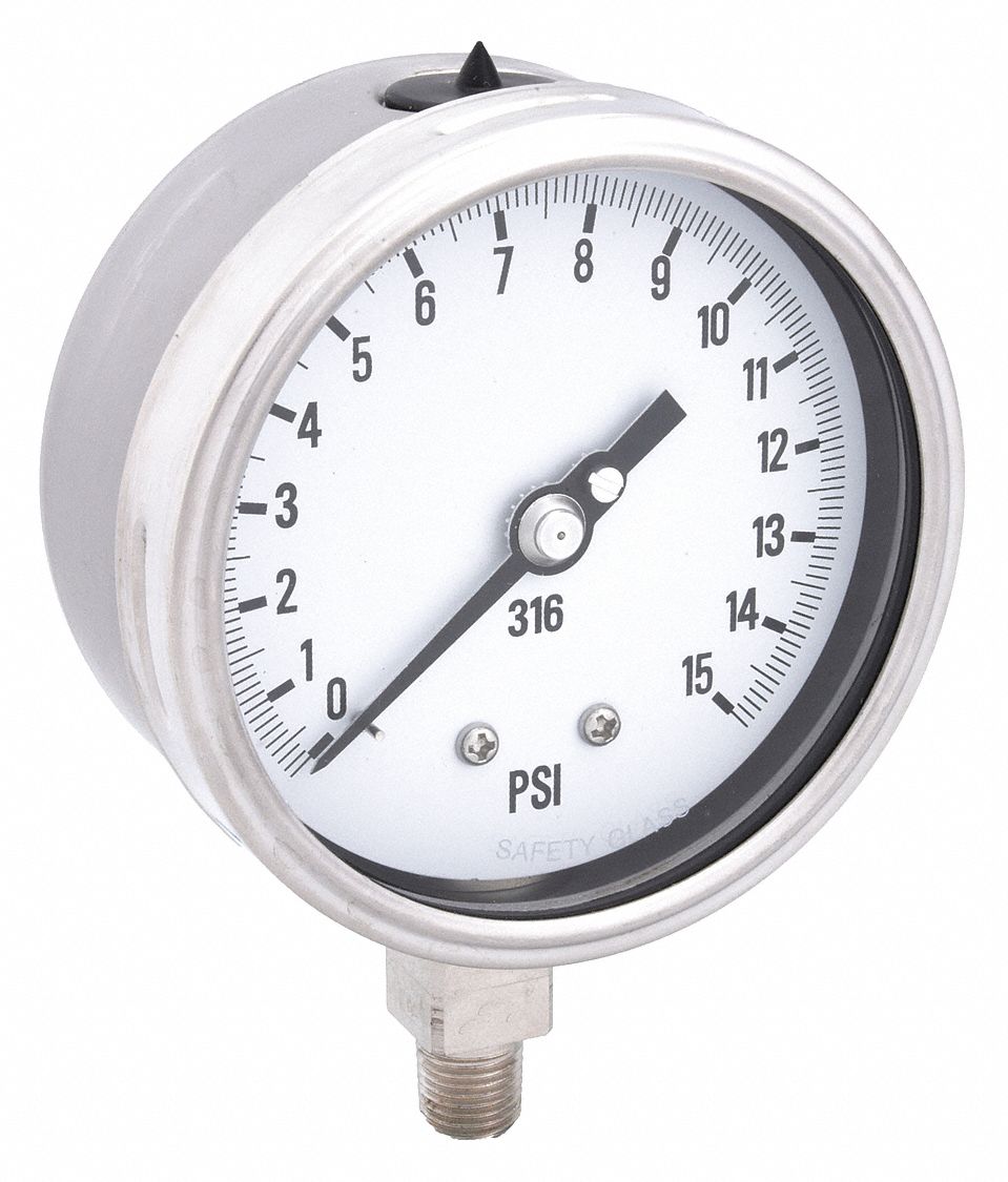 PIC GAUGES, 15 psi to 0 psi / Hg to 15 psi, 4 in Dial, Industrial ...