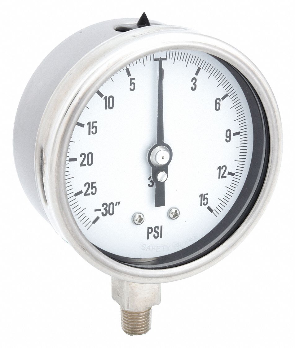 PIC GAUGES, 15 psi to 0 psi / Hg to 15 psi, 4 in Dial, Industrial Compound Gauge - 20TX12|PRO ...