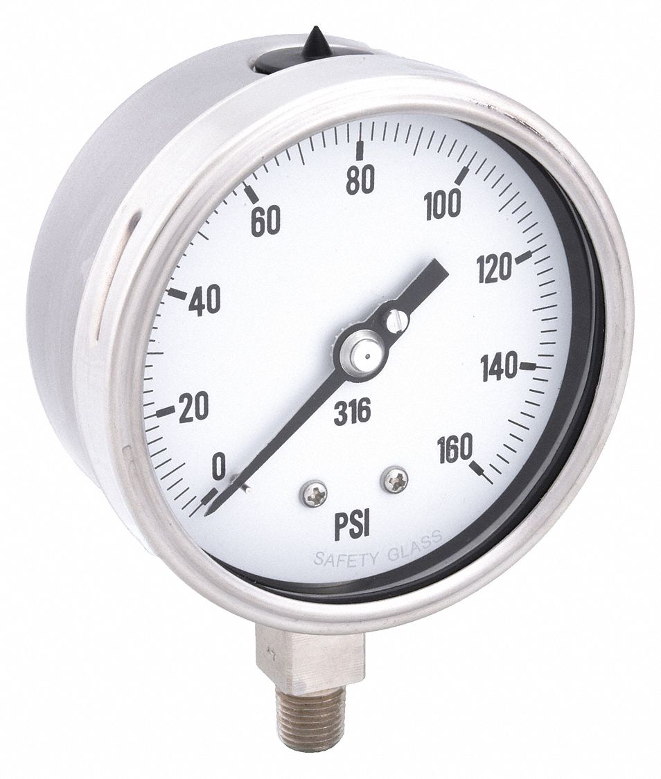 PIC GAUGES, 160 psi to 0 psi / Hg to 160 psi, 4 in Dial, Industrial Pressure Gauge - 20TX20|PRO ...
