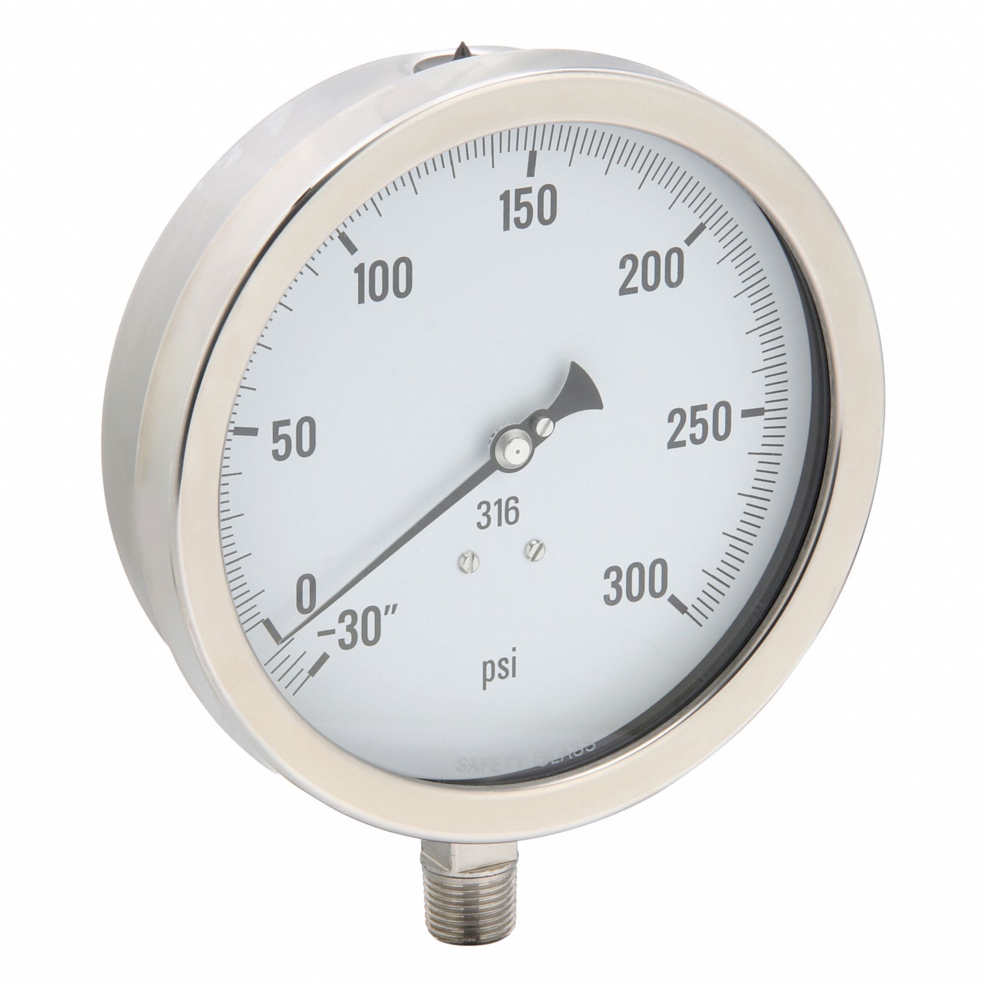 PIC GAUGES, 300 psi to 0 psi / Hg to 300 psi, 6 in Dial, Industrial Compound Gauge - 20TX41|6001 ...