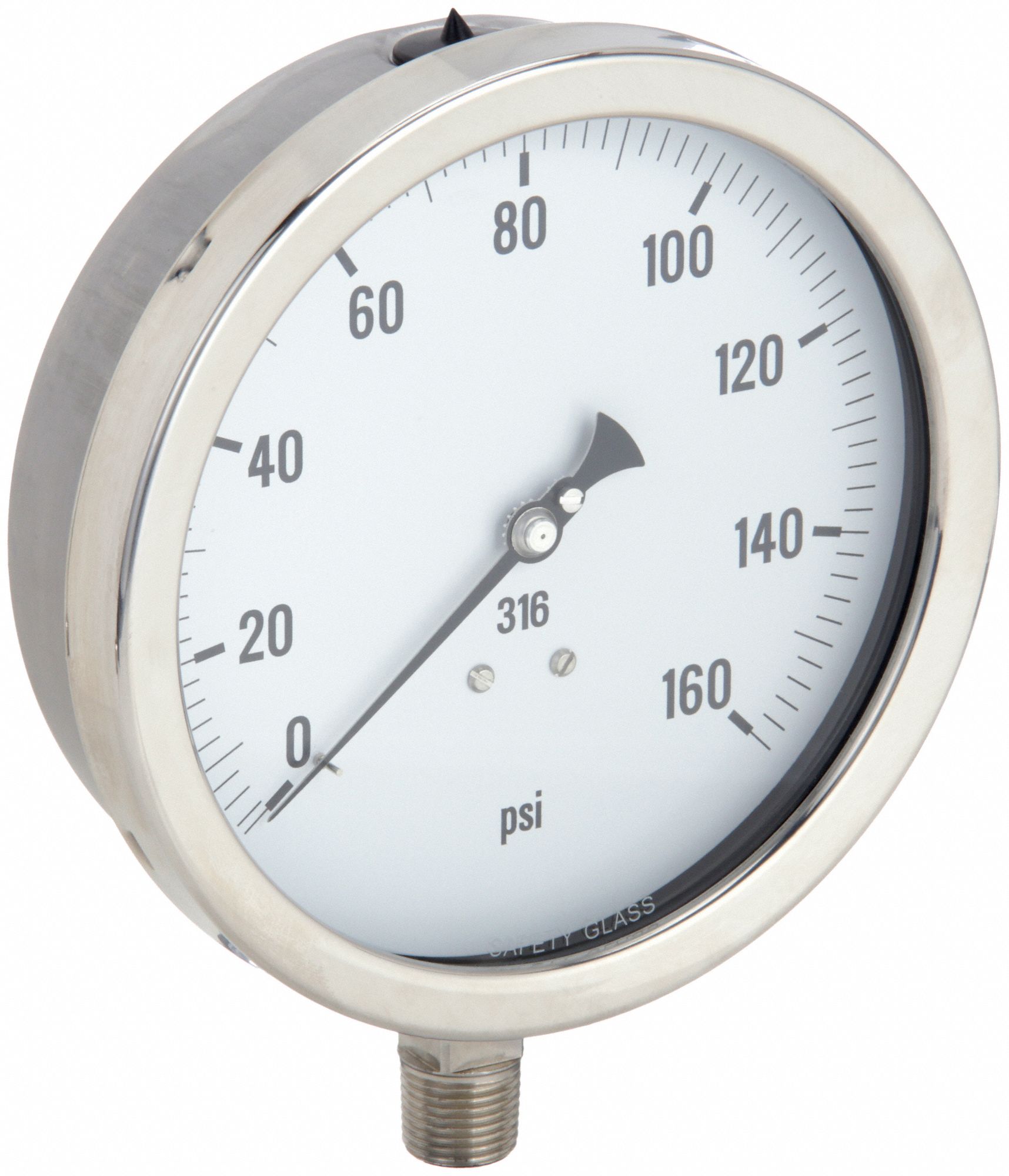 PIC GAUGES, 160 psi to 0 psi / Hg to 160 psi, 6 in Dial, Industrial Pressure Gauge - 20TX44|6001 ...