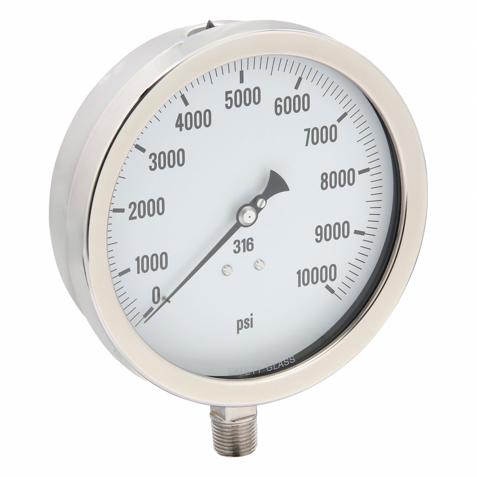 PIC GAUGES, 10,000 psi to 0 psi / Hg to 10,000 psi, 6 in Dial ...