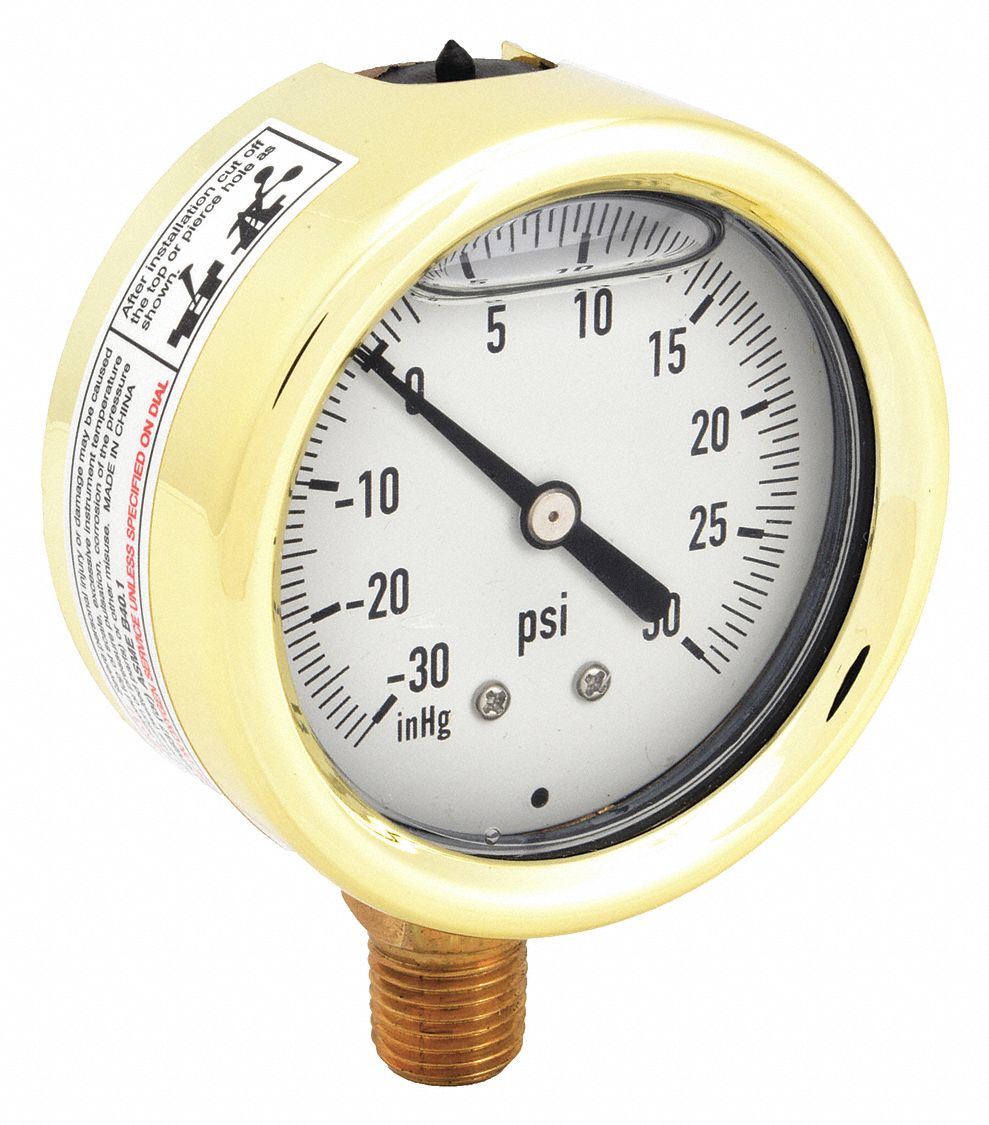 PIC GAUGES, 30 psi to 0 psi / Hg to 30 psi, 2 1/2 in Dial, Industrial Compound Gauge - 20TY10 ...
