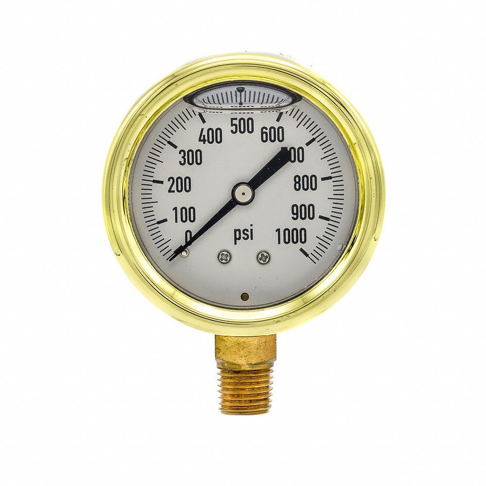 PIC GAUGES, 1,000 psi to 0 psi / Hg to 1,000 psi, 2 1/2 in Dial ...