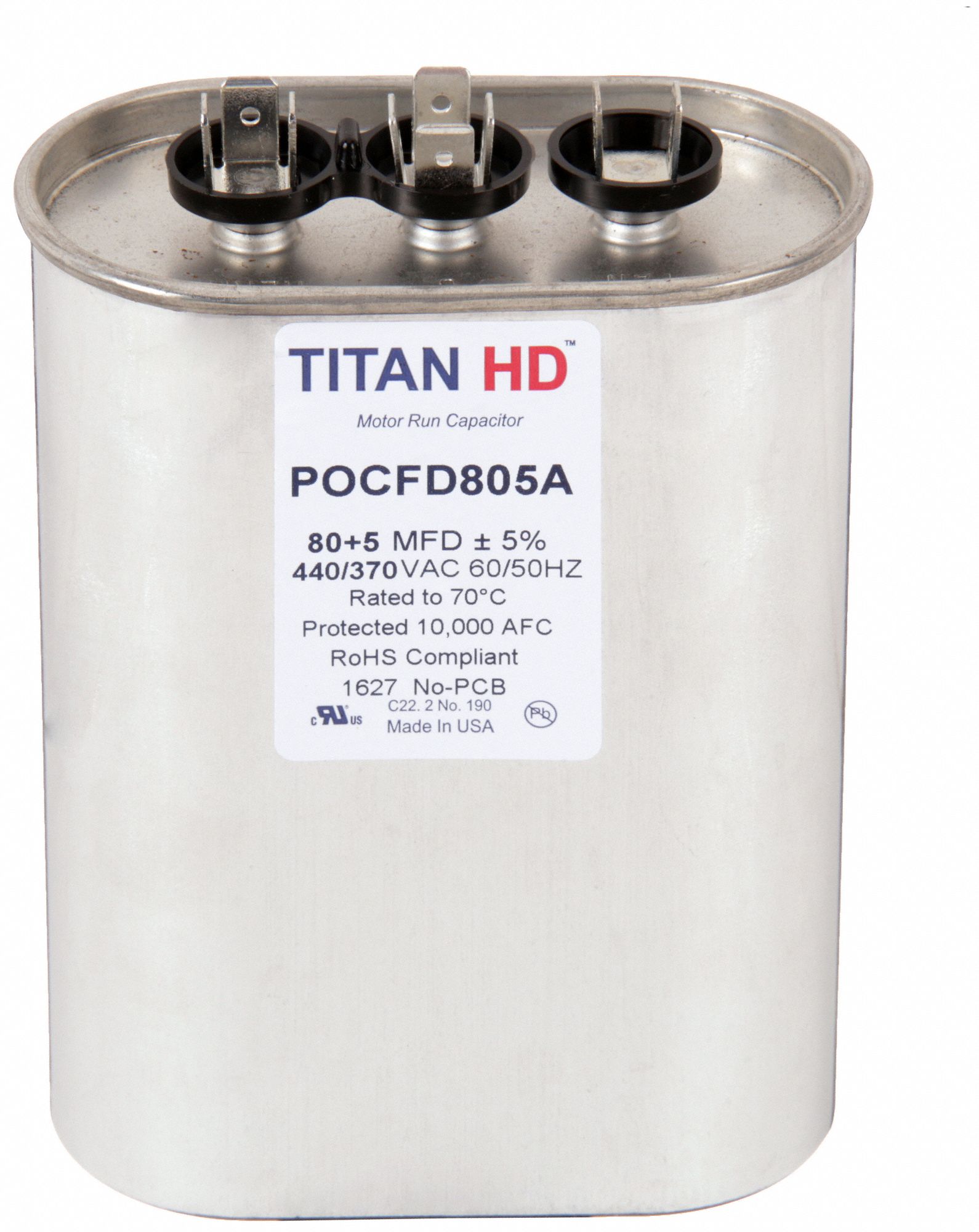 TITAN HD, Oval, 440/370V AC, Motor Dual Run Capacitor - 20UD51 ...