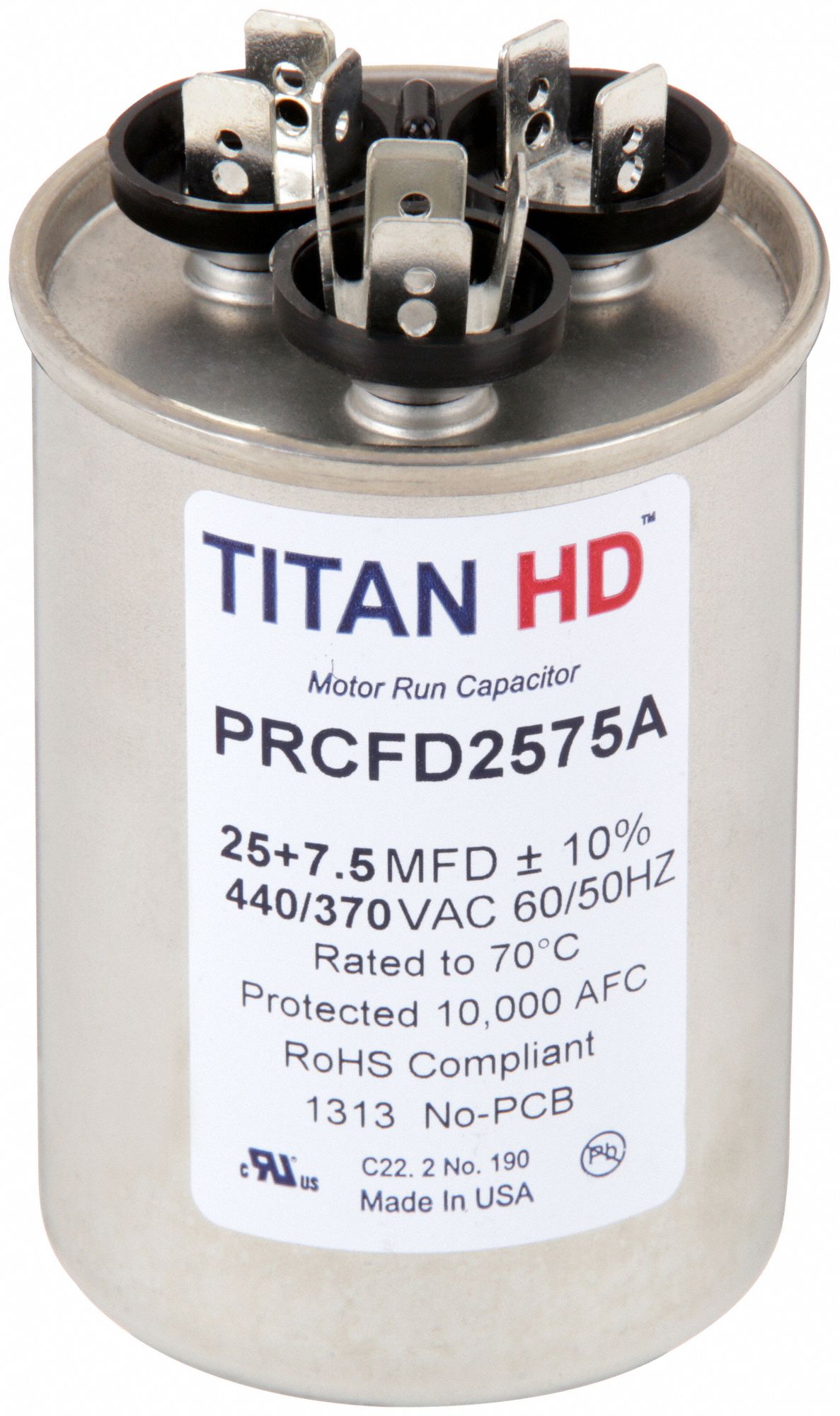 TITAN HD, Round, 440/370V AC, Motor Dual Run Capacitor - 20UD70 ...