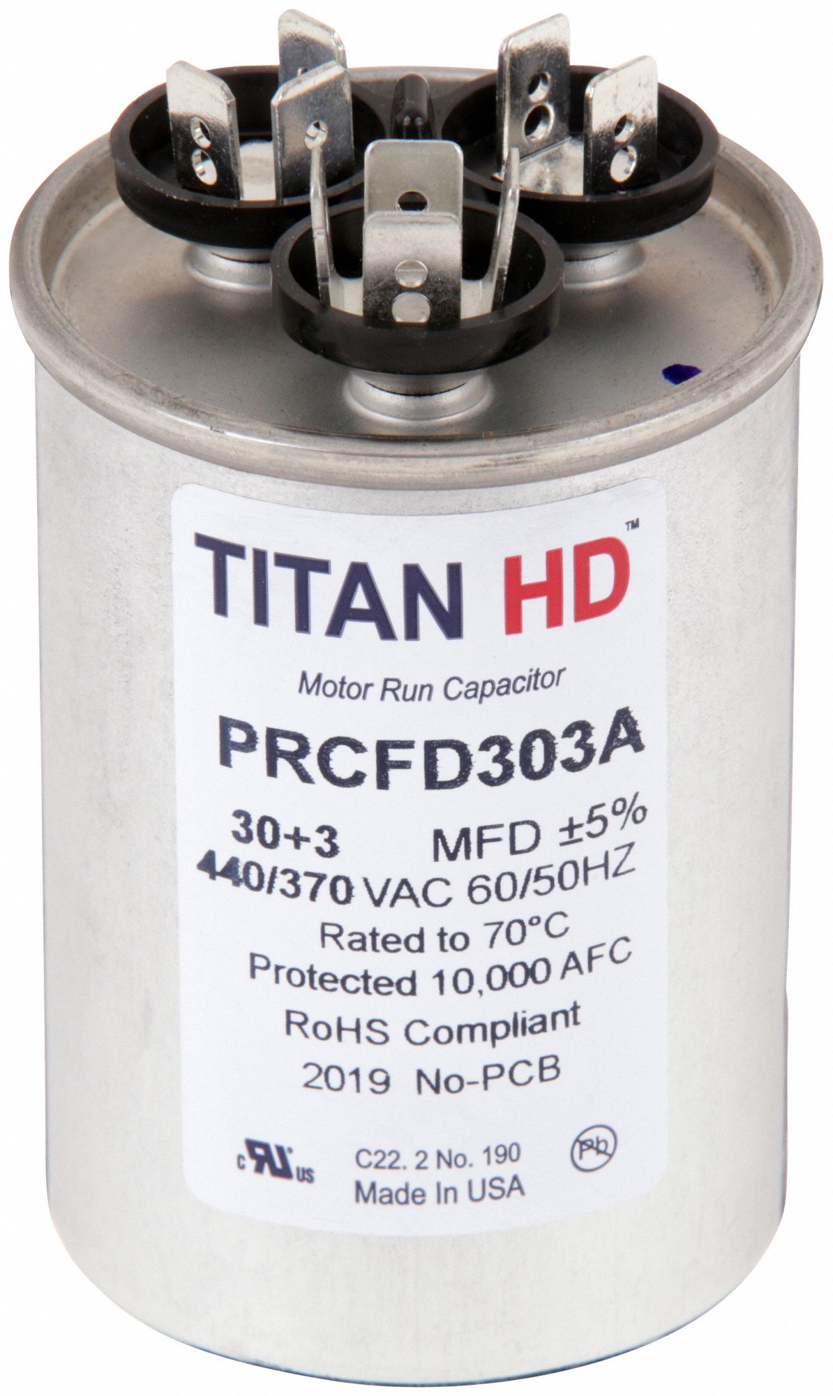 TITAN HD, Round, 440/370V AC, Motor Dual Run Capacitor - 20UD71 ...