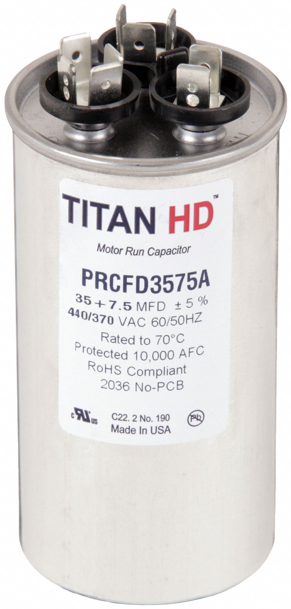 TITAN HD, Round, 440/370V AC, Motor Dual Run Capacitor - 20UD76 ...