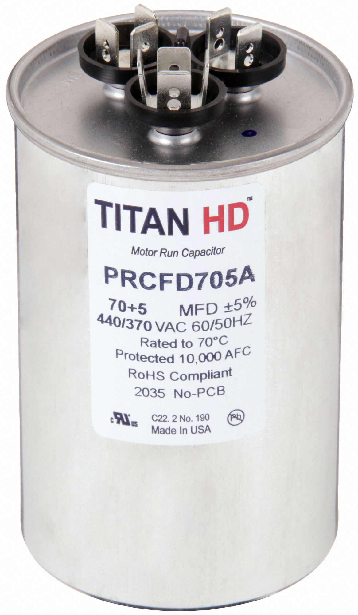 TITAN HD, Round, 440/370V AC, Motor Dual Run Capacitor - 20UD91 ...