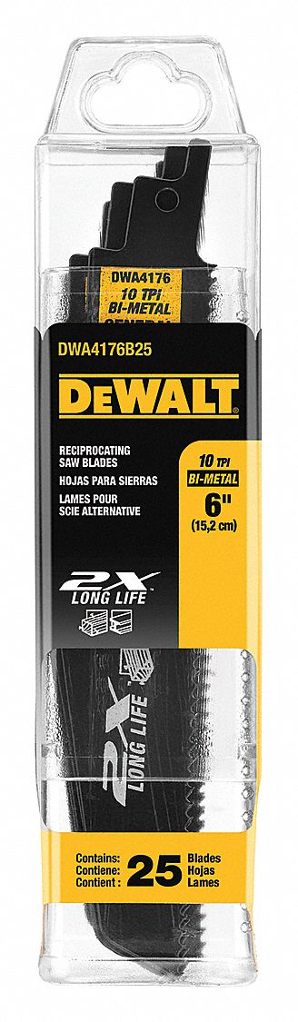 DEWALT, 10 Teeth per Inch, 1 in Ht, Reciprocating Saw Blade - 20UN49 ...
