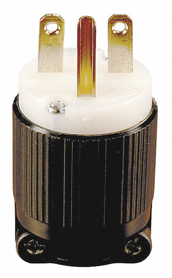 POWER FIRST 15A General Grade Straight Blade Plug, Black; NEMA ...