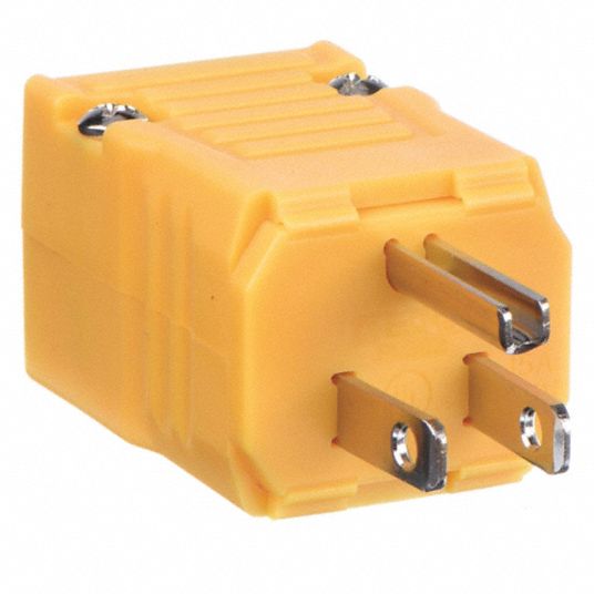 15 AA General Grade Straight Blade Plug, Yellow; NEMA Configuration: 5 ...