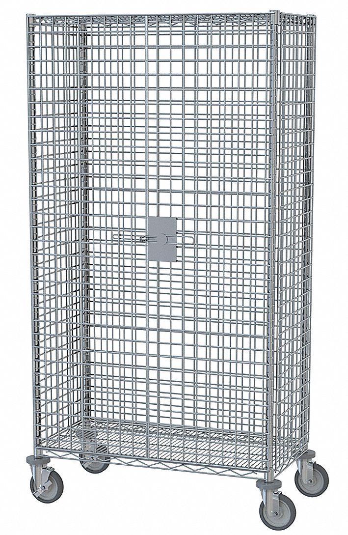 Wire Security Cart, 900 lb Load Capacity, 48 in x 18 in - Grainger