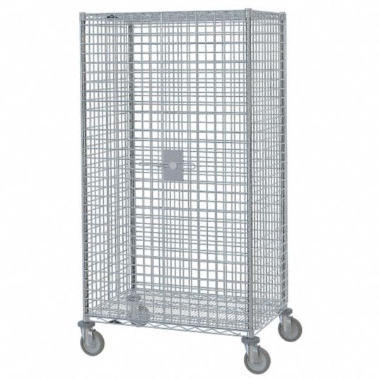 Wire Security Cart, 900 lb Load Capacity, 48 in x 24 in - Grainger