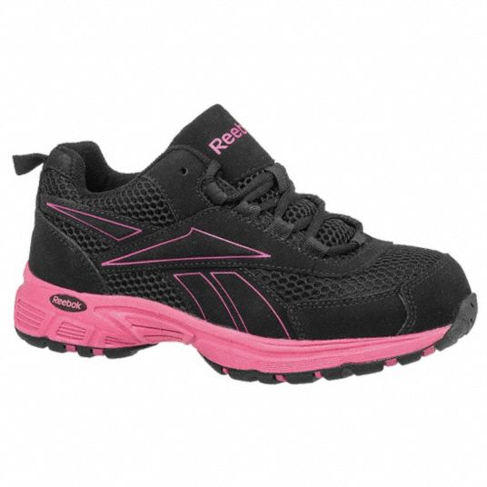 Athletic Shoe, 9-1/2, W, Women's, Black/Pink, Steel Toe Type, 1 PR ...